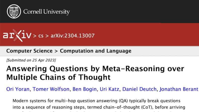 REPORT. Answering Questions by Meta-Reasoning over Multiple Chains of Thought – blog.biocomm.ai