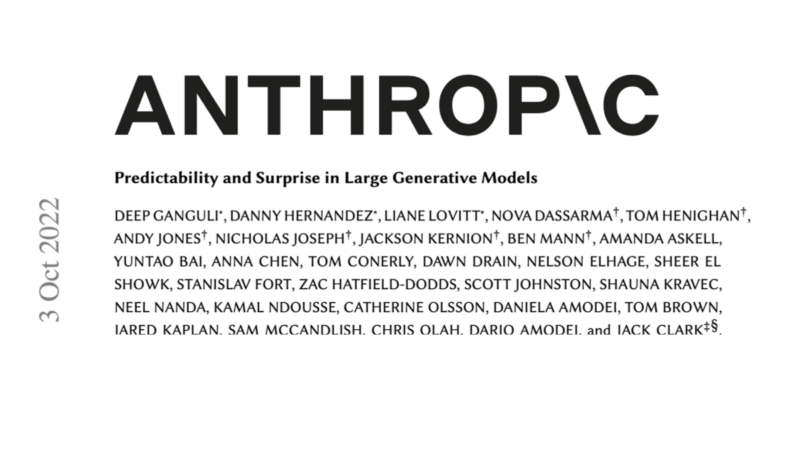 ANTHROPIC. Predictability and Surprise in Large Generative Models. 03 ...