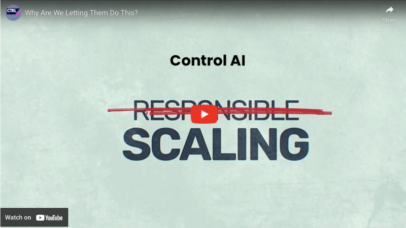Control AI. MAGIC Video (1:49) “Why Are We Letting Them Do This ...