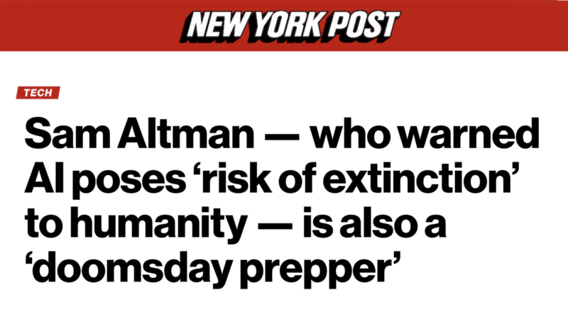 NEW YORK POST. Sam Altman — who warned AI poses ‘risk of extinction’ to ...
